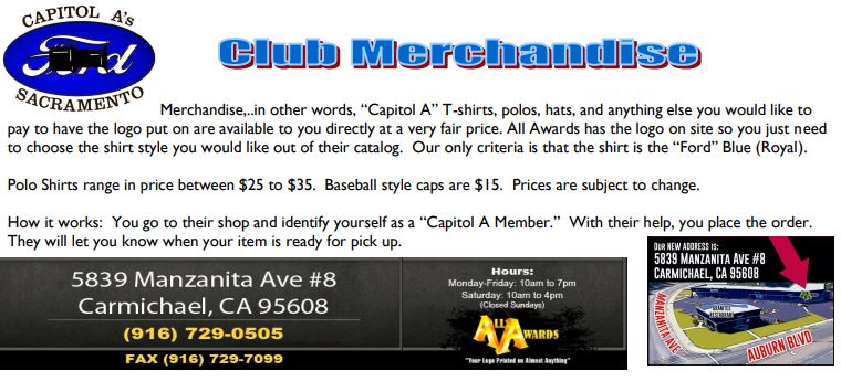 Club Merchandise – Sacramento Capitol A's